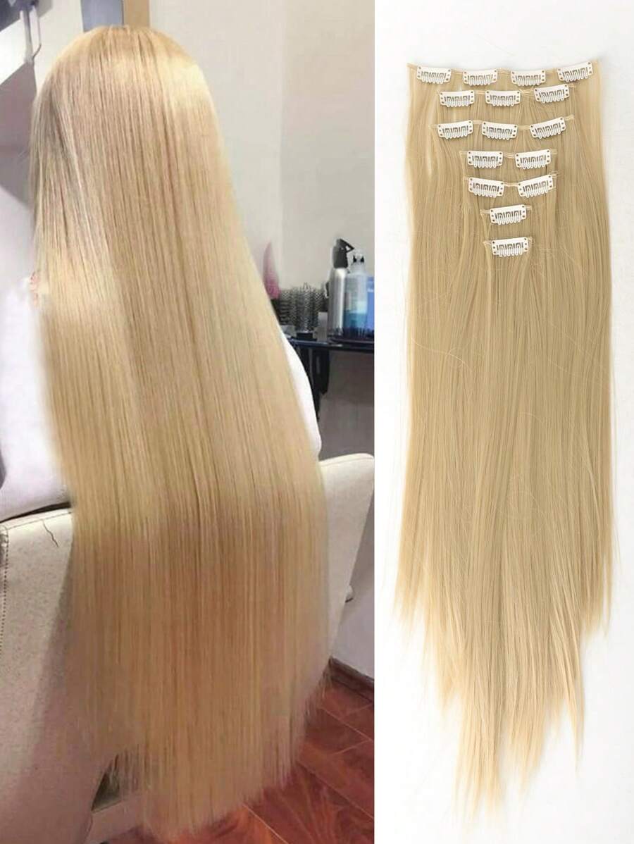 7pcs 18-32 Inches 16 Clip In Hair Extensions Blonde Black Light Brown ...
