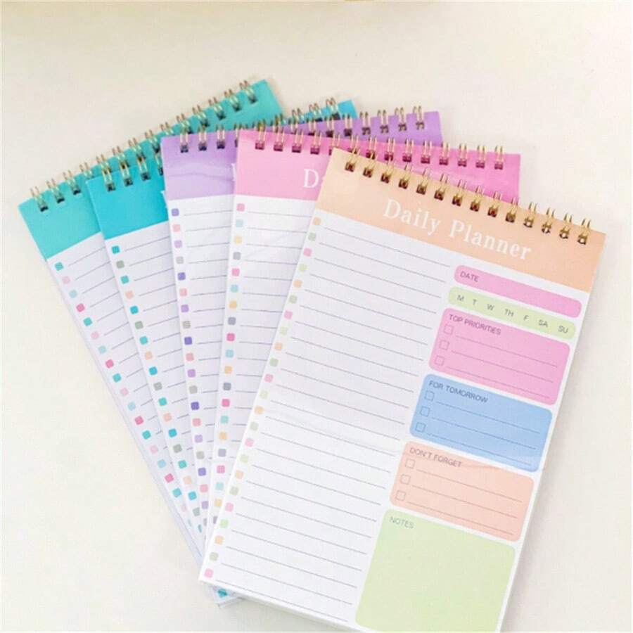 Daily Planner Spiral Notebook Set - A5 Size, Transparent Cover, Double ...