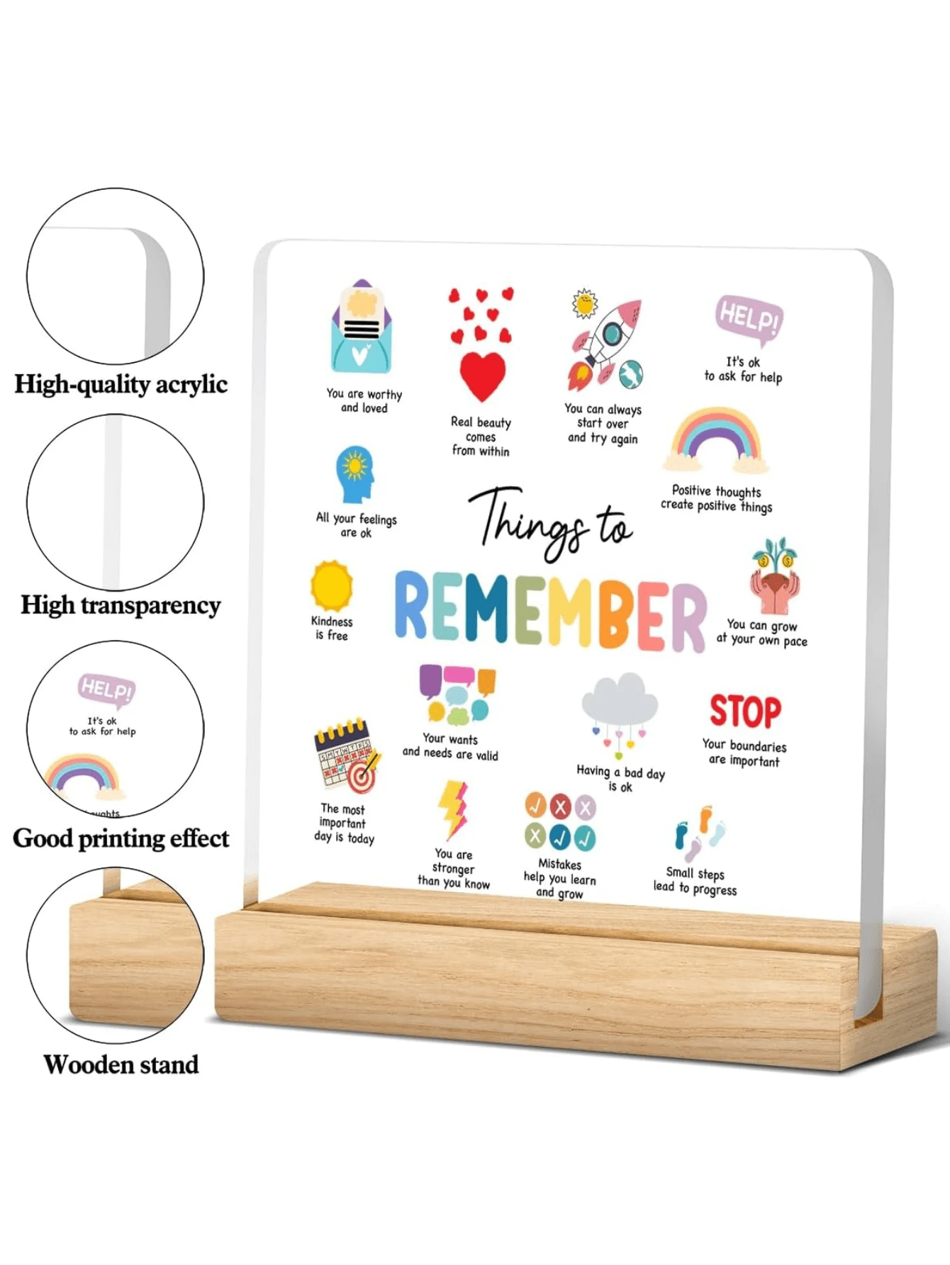 Mental Health Desk Decor Positive Affirmations Acrylic Desk Plaque Sign ...