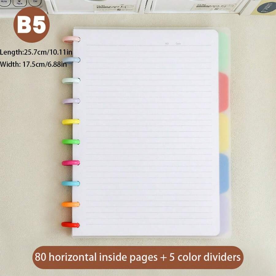 80 Sheets/160 Pages Thicker PP Cover Mushroom Button Loose Leaf ...