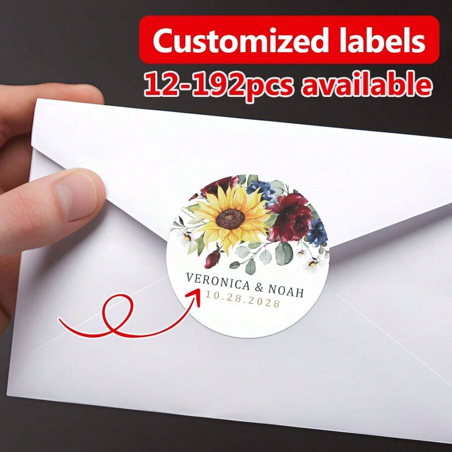 Floral Wedding Name Stickers - Customizable And Personalized Labels For ...