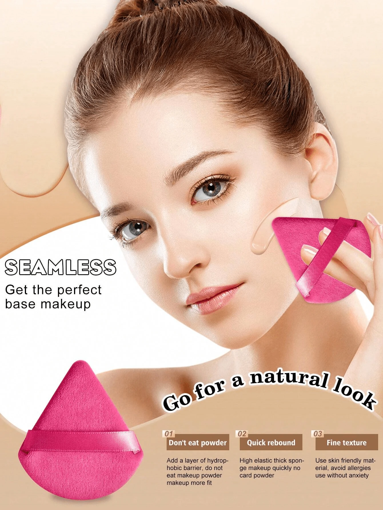 10pcs Triangle Makeup Sponge Set, For Loose Powder And Body Powder ...