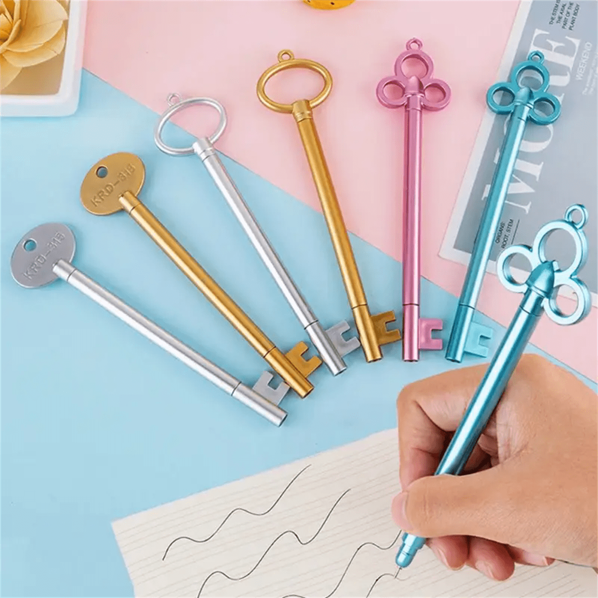 6 pièces Stylos à encre gel en forme de clé - Stylos à bille à écriture ...