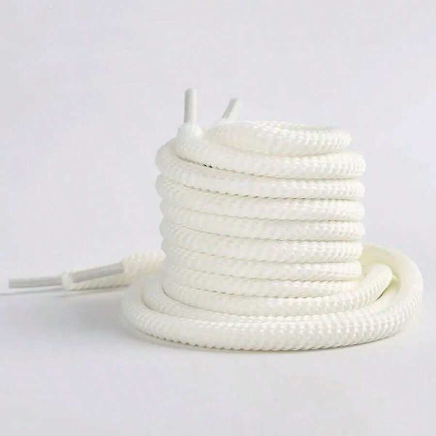 Fashion Pink Thick Shoelaces Round Rope Fit Sneakers Bread Shoes White ...