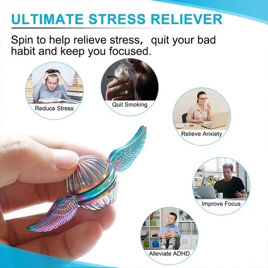 1pc Angel Wing Fingertip Gyro, Golden Snitch Spinning Top, Alloy ...