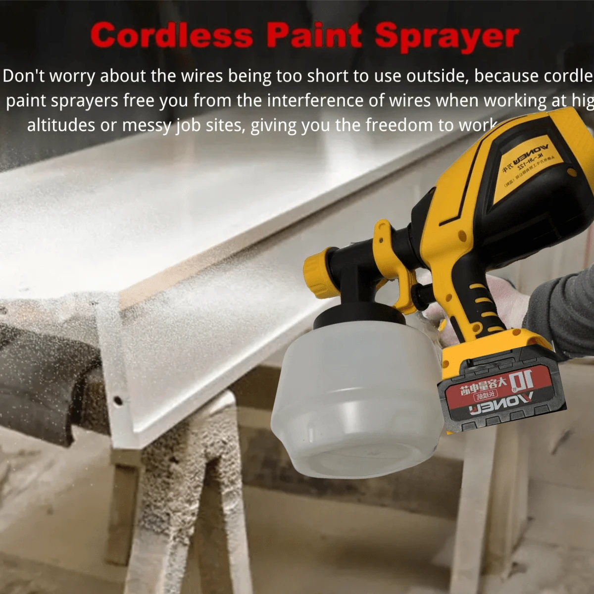 Cordless Spray Painting Machine Battery + Electric Airless Spray Gun ...