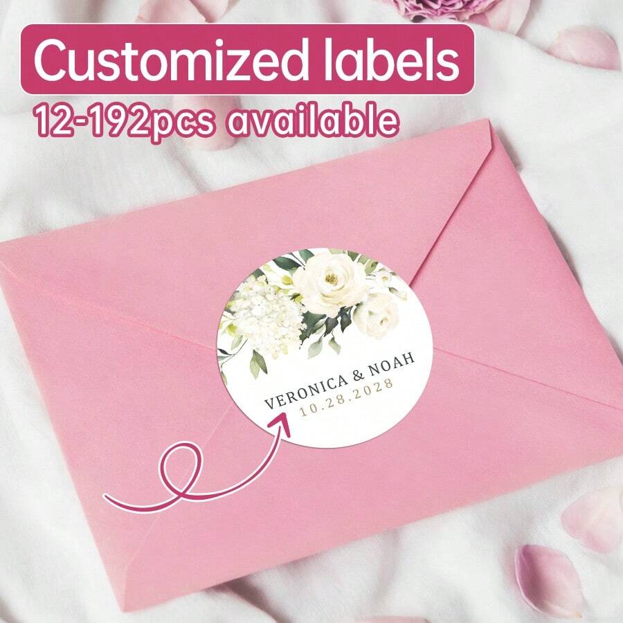 Elegant Custom Floral Wedding Stickers - Personalized Labels With Names ...