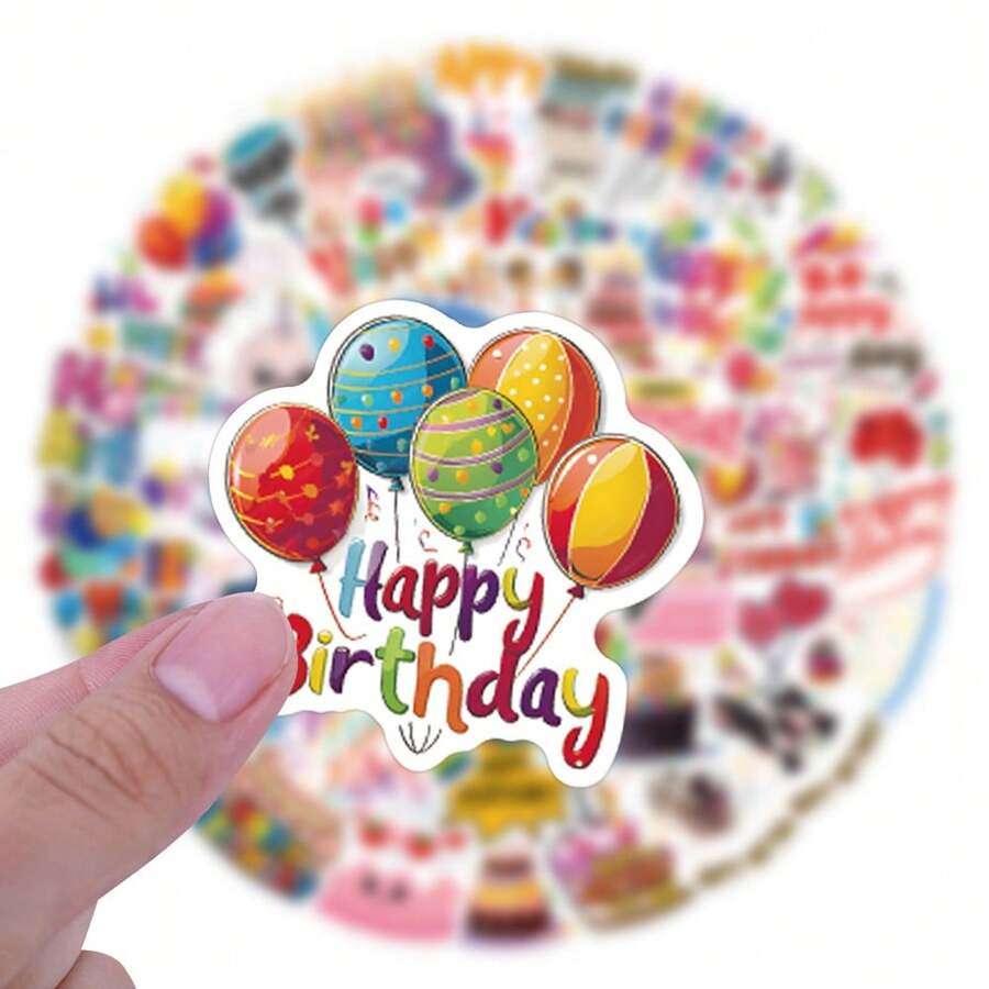 55pcs Teen Happy Birthday Stickers Vinyl Cute Birthday Party Water ...