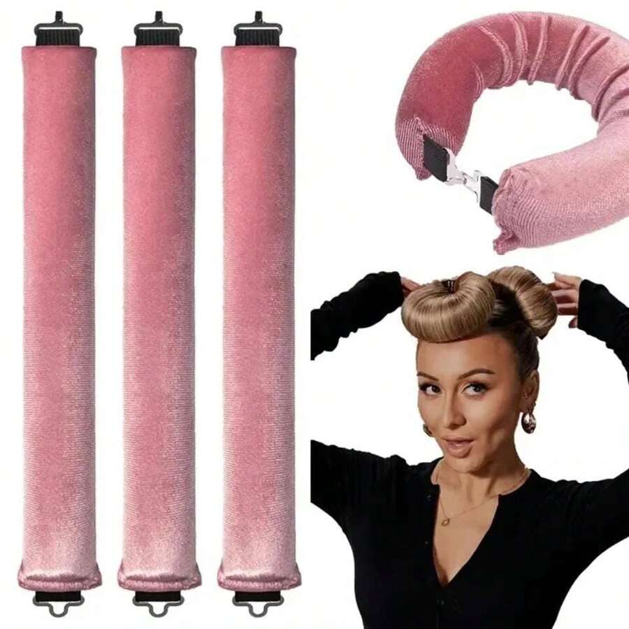 3pcs Hook Rubber Curling Tool, Heat-Free Curling Iron, Big Wave Curling ...