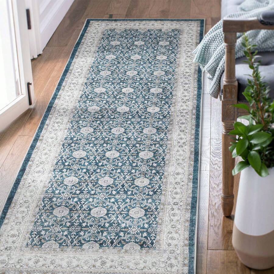 Runner Rug Washable Runner Rug With Rubber Backing Ultra-Thin ...
