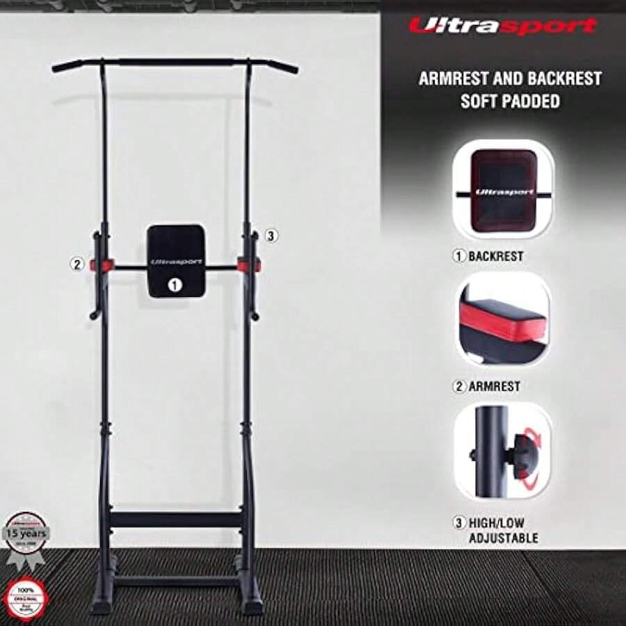 Power Tower Pull-Up Dip Station Fitness Tower Height Adjustable Home ...