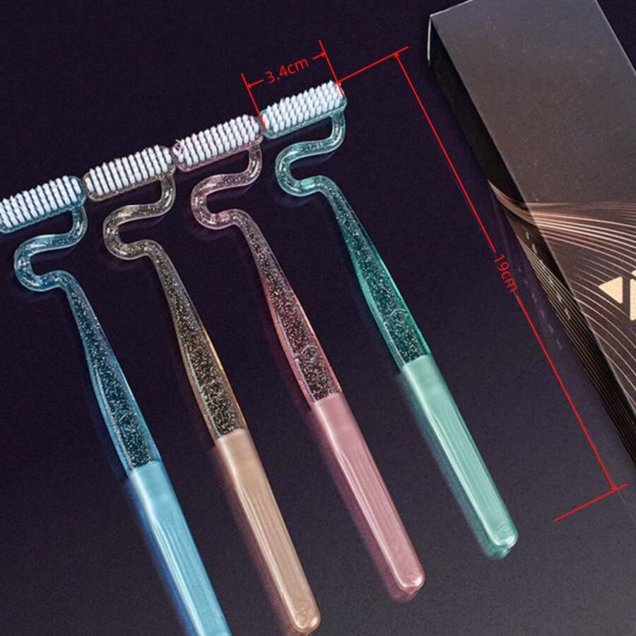 S-Shaped Vertical Toothbrush For Adults, Soft Bristles For Tongue ...