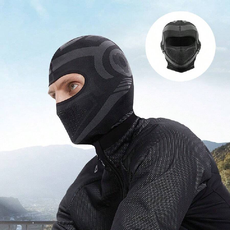 1PC Black Riding Face Mask Men's Head Cover, Outdoor Riding Helmet ...