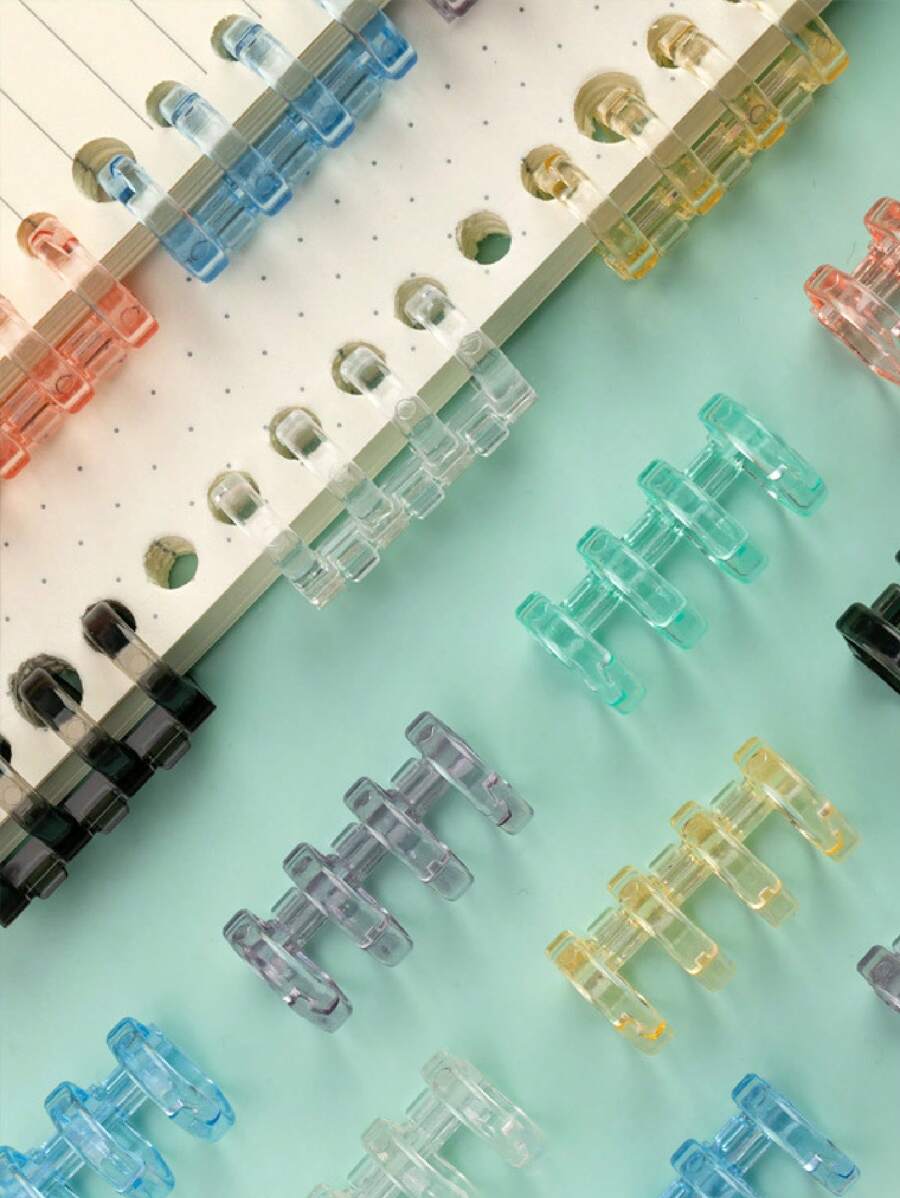 10 Pieces Of Plastic 4-Hole Clips, Loose-Leaf Book Binding Strips, Self ...