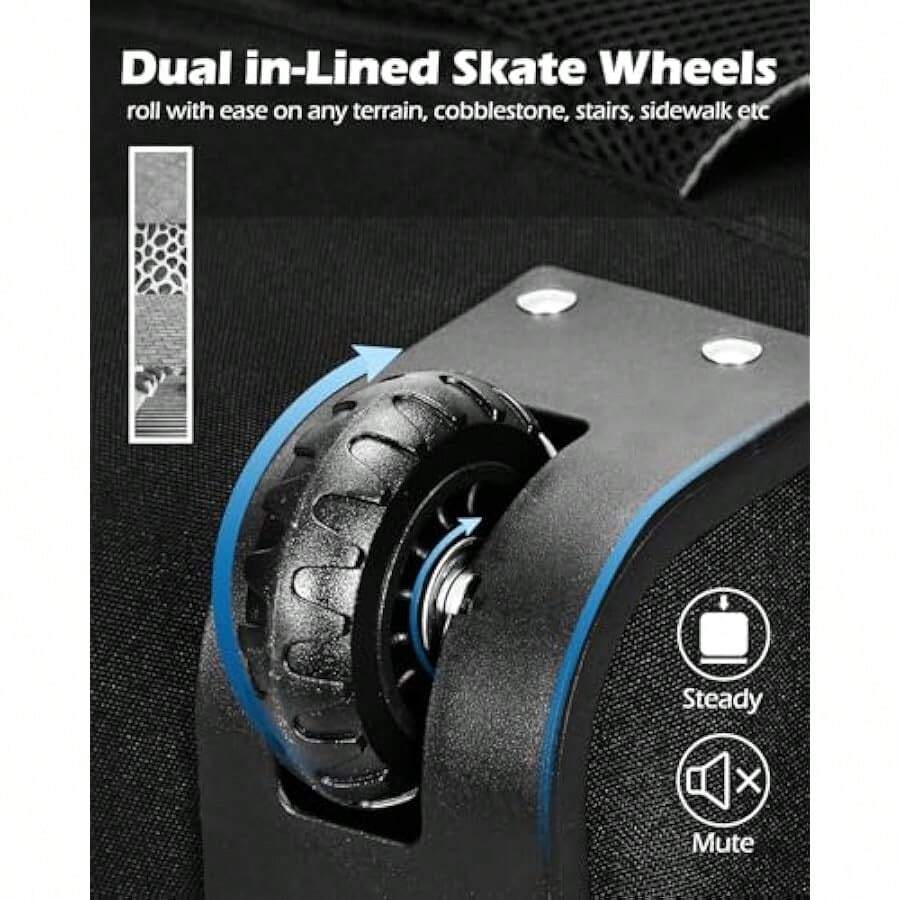 Travel Wheeled Backpack 42L Carry On Rolling Backpack 17inch Laptop ...