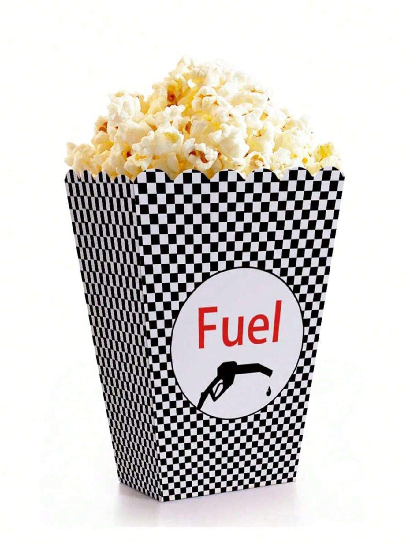 6pcs Novelty Fuel Race Car Paper Popcorn Boxes For Black And White Grid ...