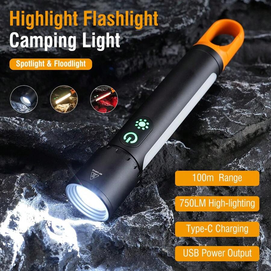 High Power LED Flashlight 3600mAh Type-C Rechargeable Flashlight ...