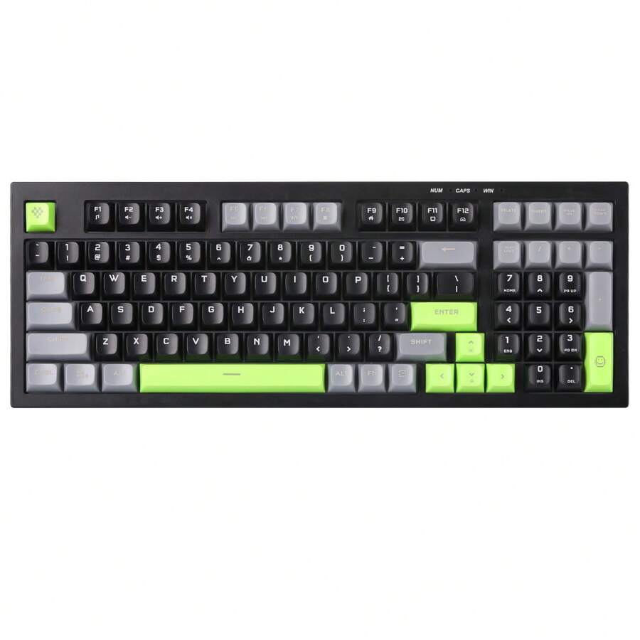 YUNZII YUNZII D98 Black Green Gaming Keyboard, RGB Backlit Quite ...