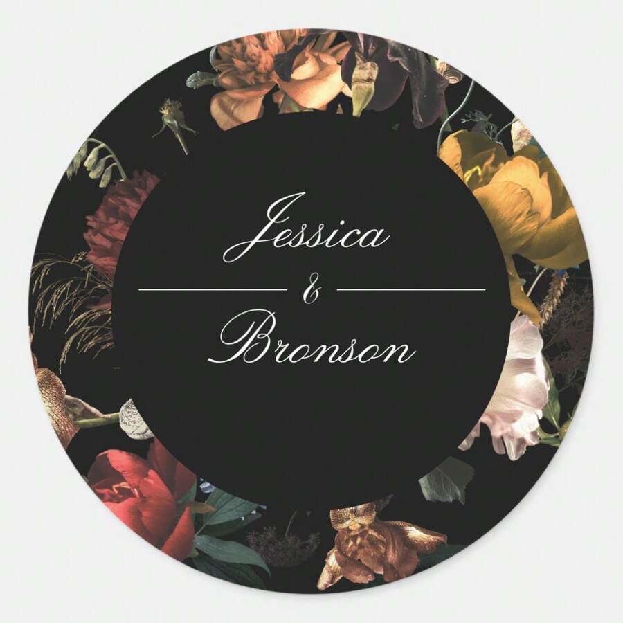 Floral Wedding Name Stickers - Customizable Labels With Names And Dates ...