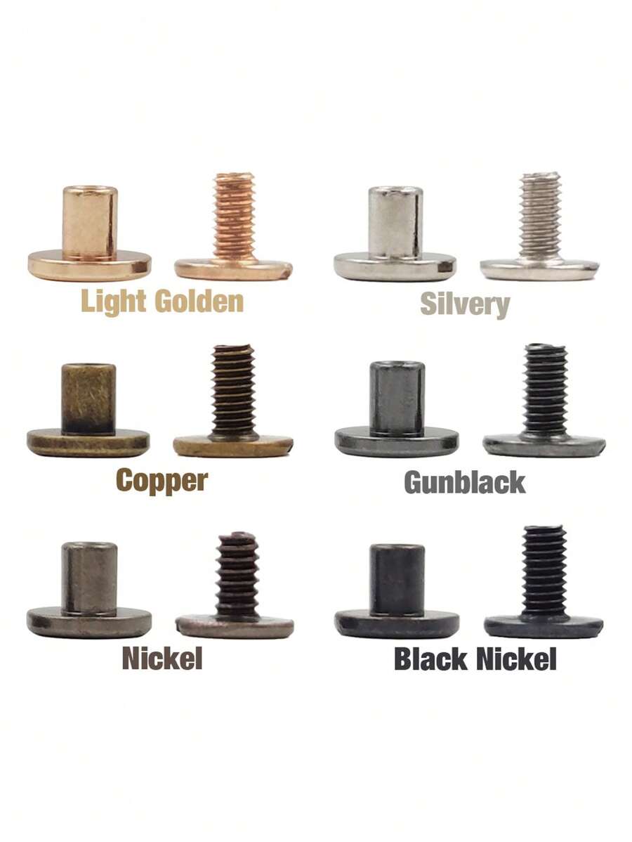 10pcs Pale Gold Solid Metal Screw Rivets, Double-Headed Rivet Nails ...