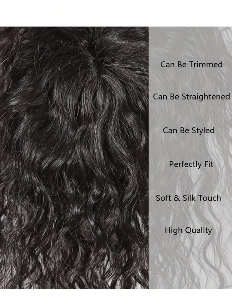 Cabello postizo con onda de agua natural y flequillo para mujeres ...