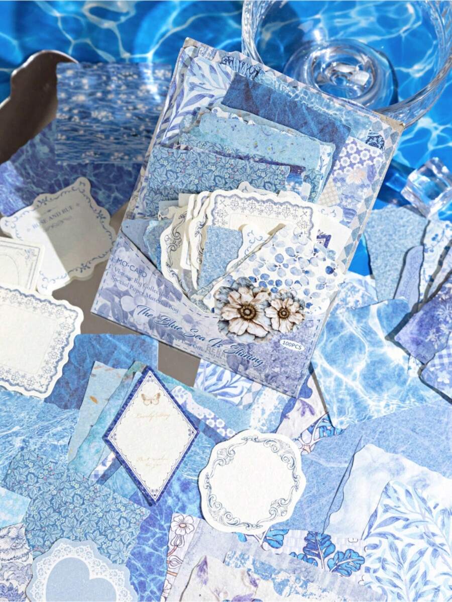 100 Sheets Vintage DIY Scrapbook Paper Supplies Aesthetic Paper ...