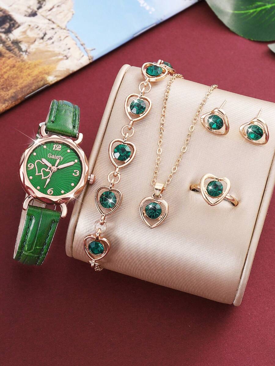 GAIETY 6pcs Women's Watch Elegant Quartz Watch Belt Style Number And ...