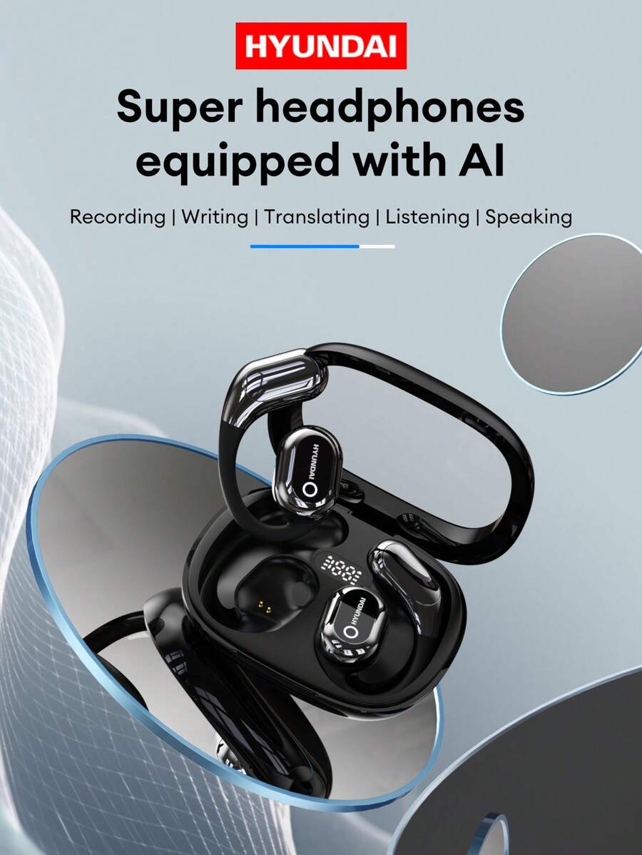 HYUNDA I Fone de ouvido Bluetooth inteligente HYUNDAI HY-Y16, estilo orelha pendurada, áudio de ...