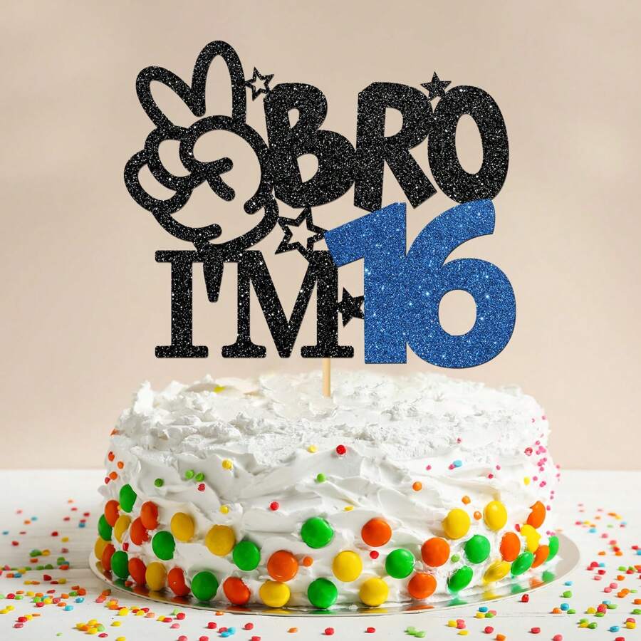 Bro I'm 16 Cake Topper - 16th Birthday Cake Supplies - Sixteen Years ...
