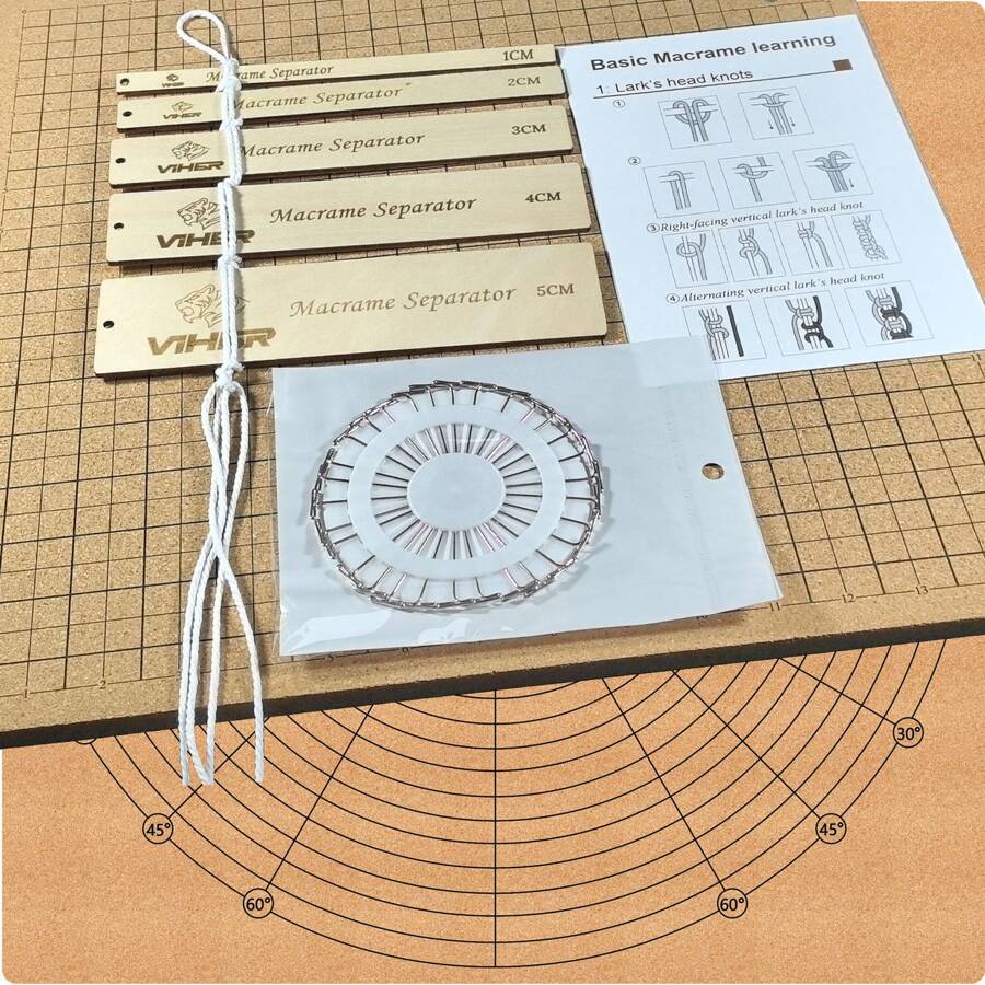 Two-Sided Macrame Board With Grid, Comes With 30 T-Pins And 5 Dividers ...