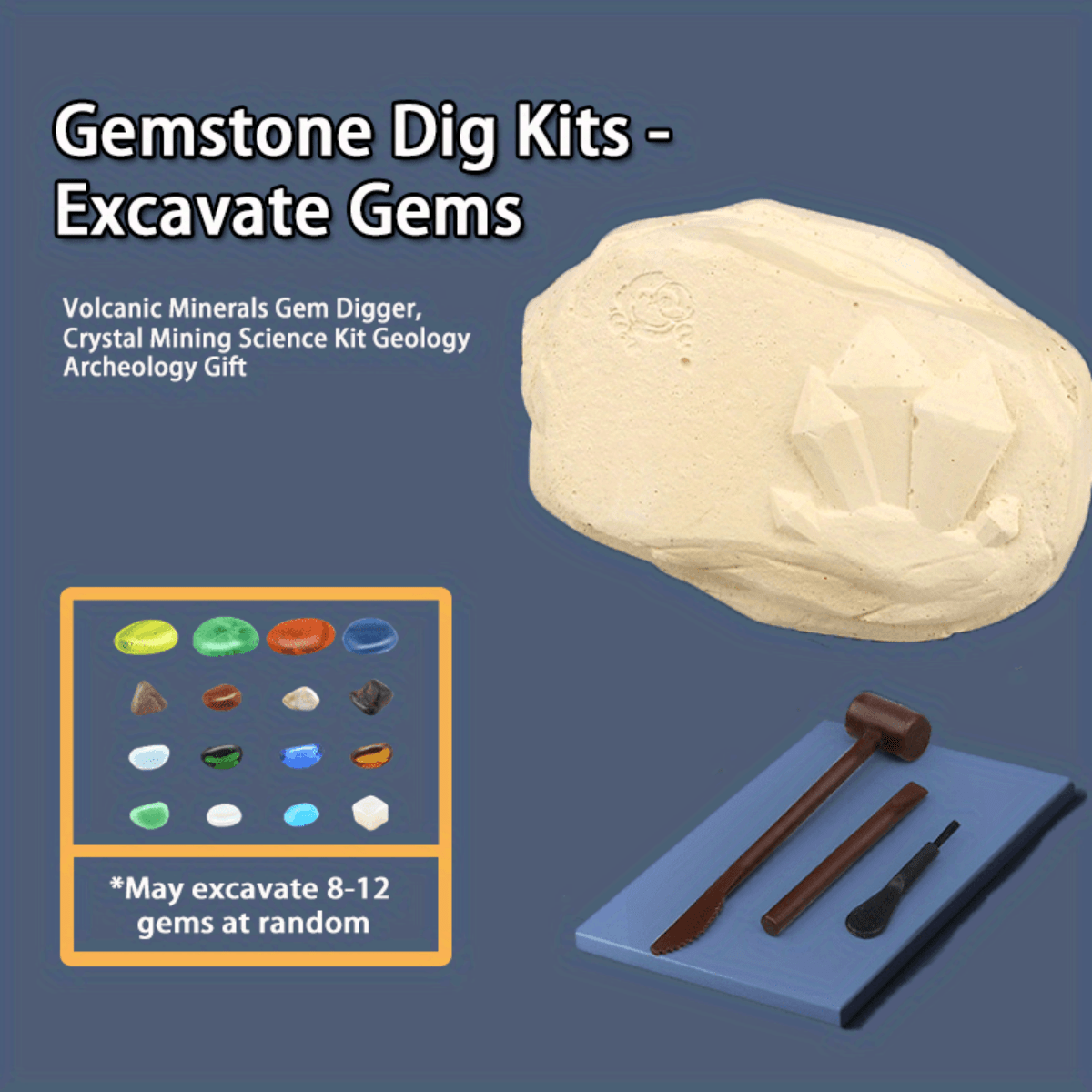 Kids Gem Digger Gemstone Dig Kits - Excavate Gems, STEM Science Gift ...