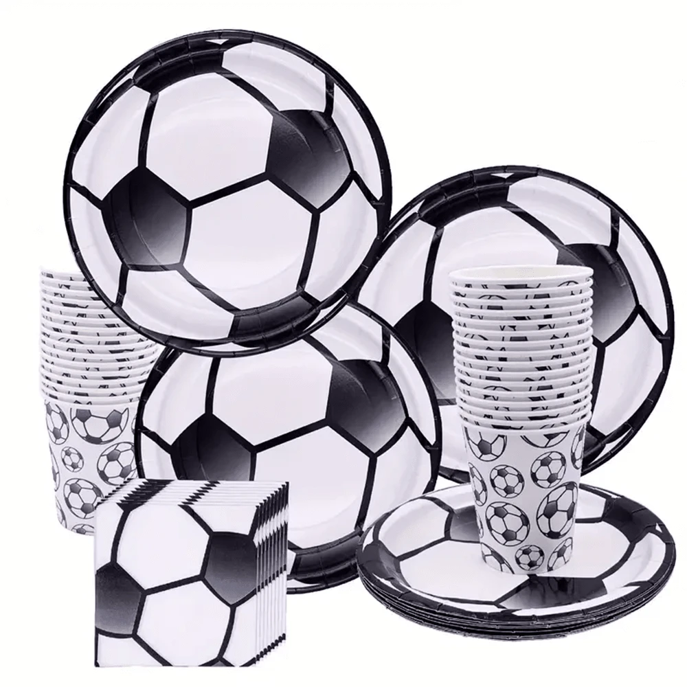 10pcs/20pcs Black And White Soccer Party Supplies Soccer Disposable ...