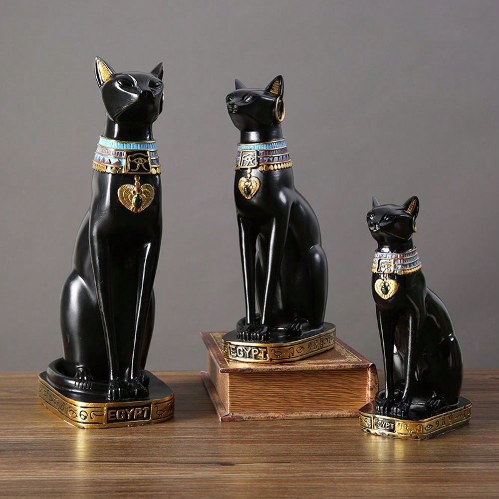 1pc Resin Egyptian Anubis Cat God Figurines, Home Living Room Desktop ...