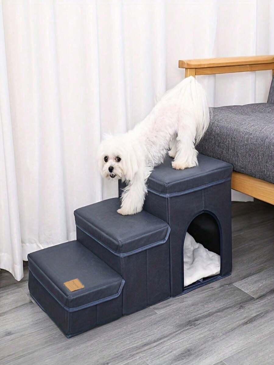 Foldable Collapsible Pet Dog Stairs, Steps For Bed Sofa, Small Dog ...