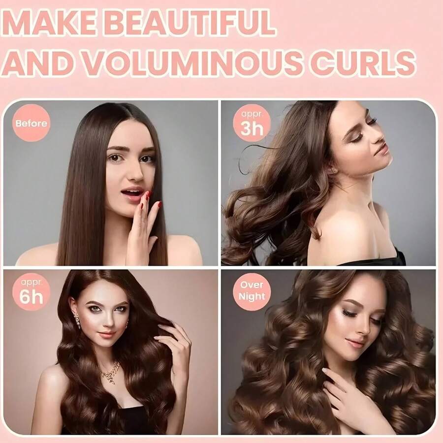 3pcs Hook Rubber Curling Tool, Heat-Free Curling Iron, Big Wave Curling ...