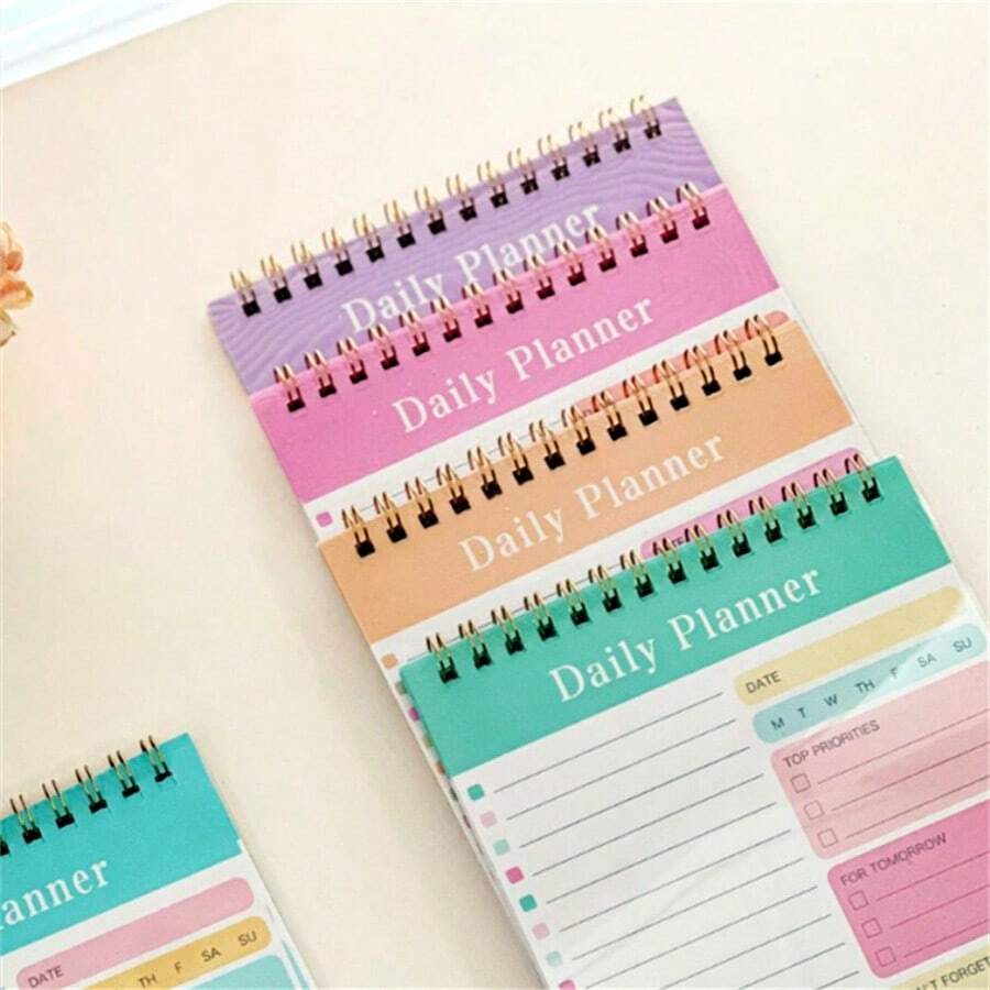 Daily Planner Spiral Notebook Set - A5 Size, Transparent Cover, Double ...