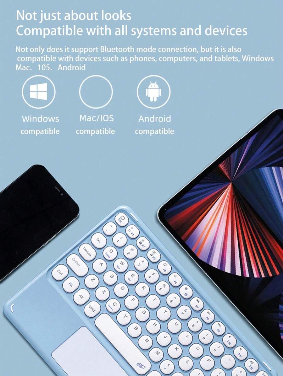 Circular Button Touch Wireless Keyboard, Magnetic Smart Portable ...