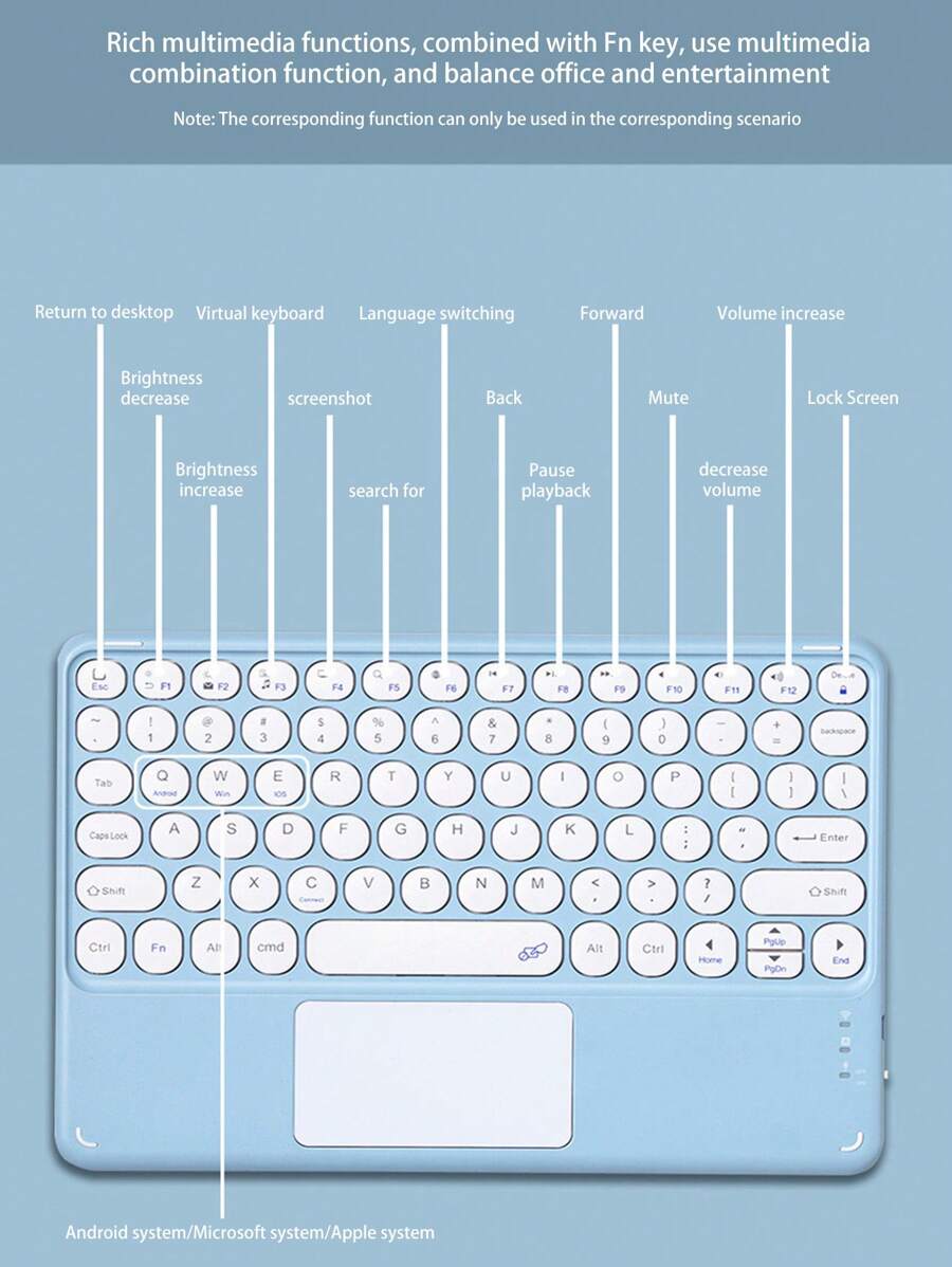 Circular Button Touch Wireless Keyboard, Magnetic Smart Portable ...