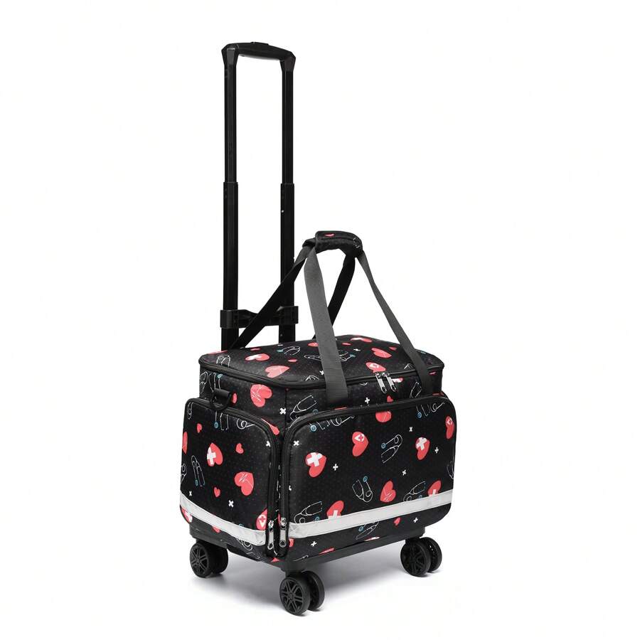 Rolling First Aid Bag For Nursing Work, Rolling Med Bag With Detachable ...