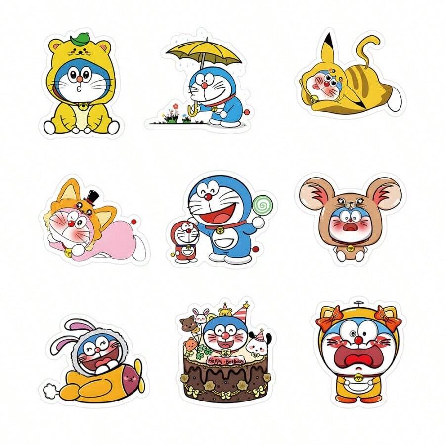 60pc Cute Cartoon Anime Doraemon Stickers, Used To Decorate Notebooks ...