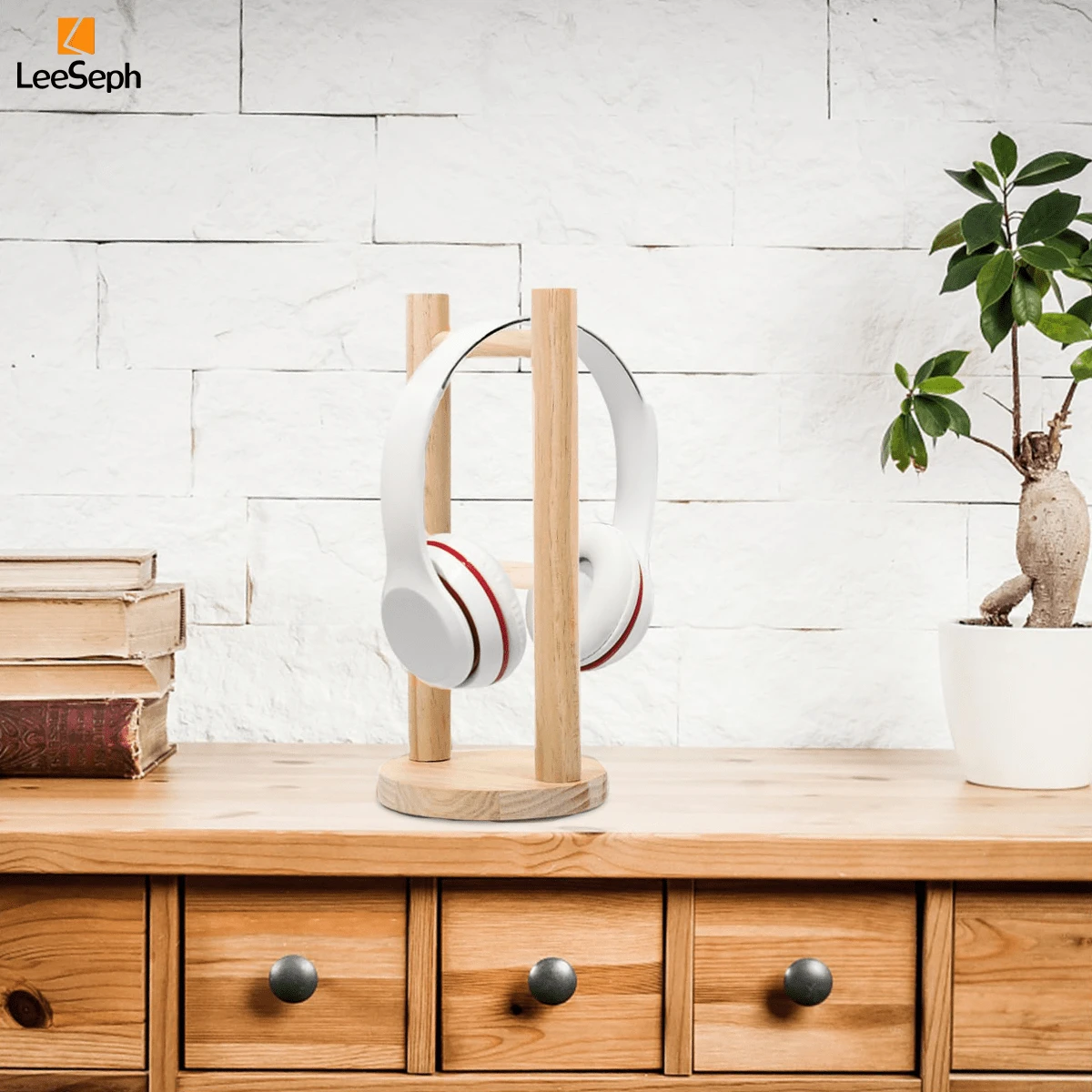 1pc Headphone Stand, Wood Headset Display Stand, Desk Earphone Stand ...