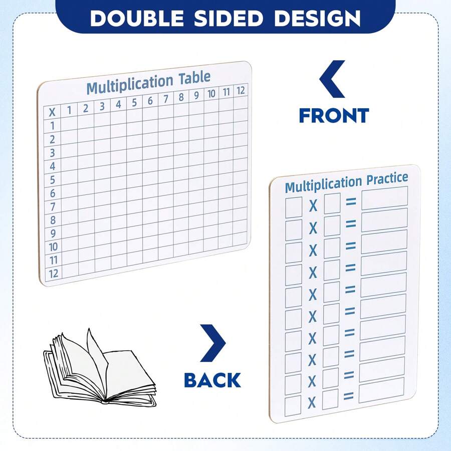 24 Set Dry Erase Multiplication Chart Whiteboard, 9 X 12 Double Sided ...