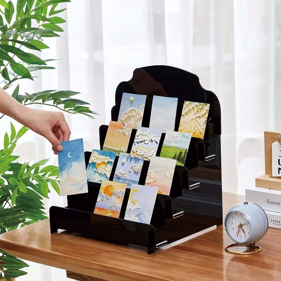 1 Set 4-Tier Clear Acrylic Postcard Display Stand, Portable Sticker ...
