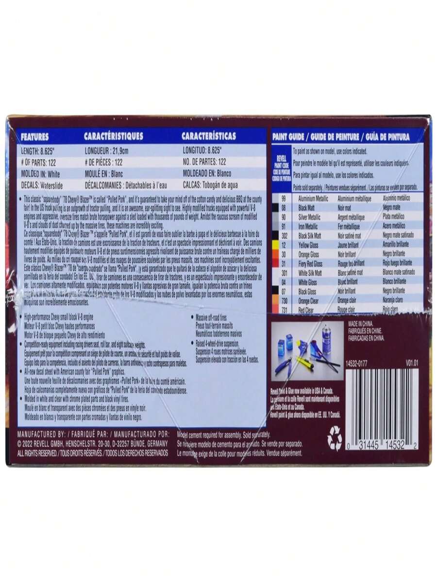 Revell 14532 Level 4 1978 Chevrolet Blazer Pickup Truck Pulled Pork ...