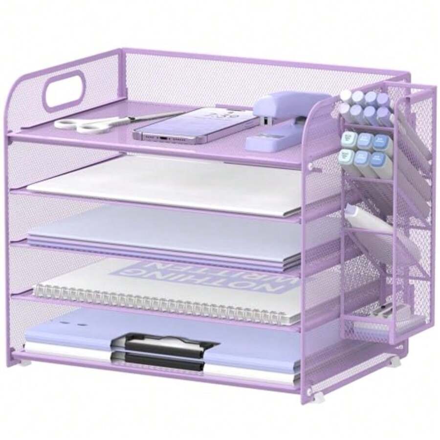 DALTACK 5 Tier Desk Organizer With Handle & Removable Pen Holders, Mesh ...