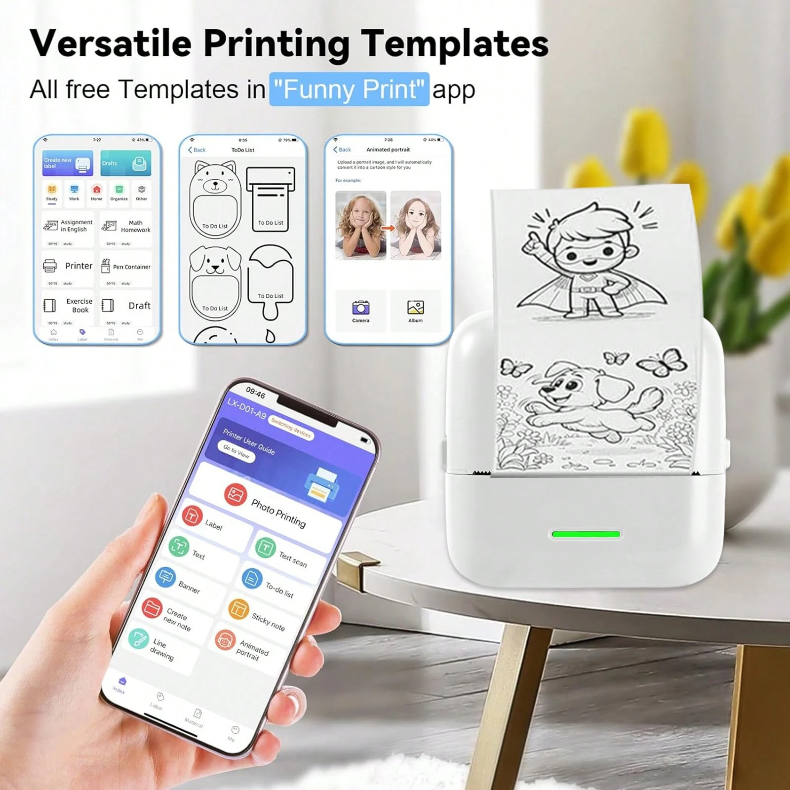 Mini Printer , Thermal Printer Sticker Maker Inkless Pocket Printer ...