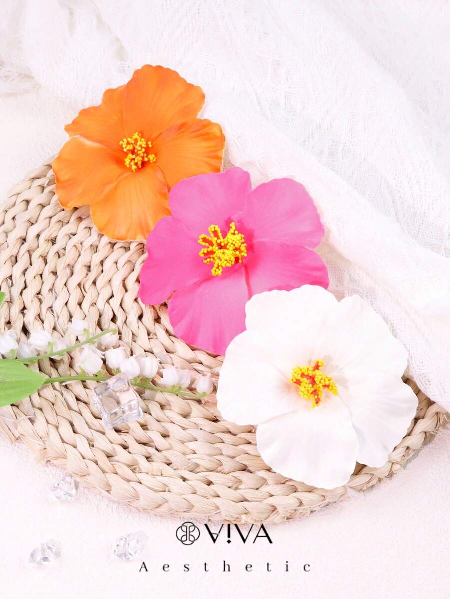 3 Packs Hibiscus Flower Alligator Clips For Women Cute Elegant Casual ...