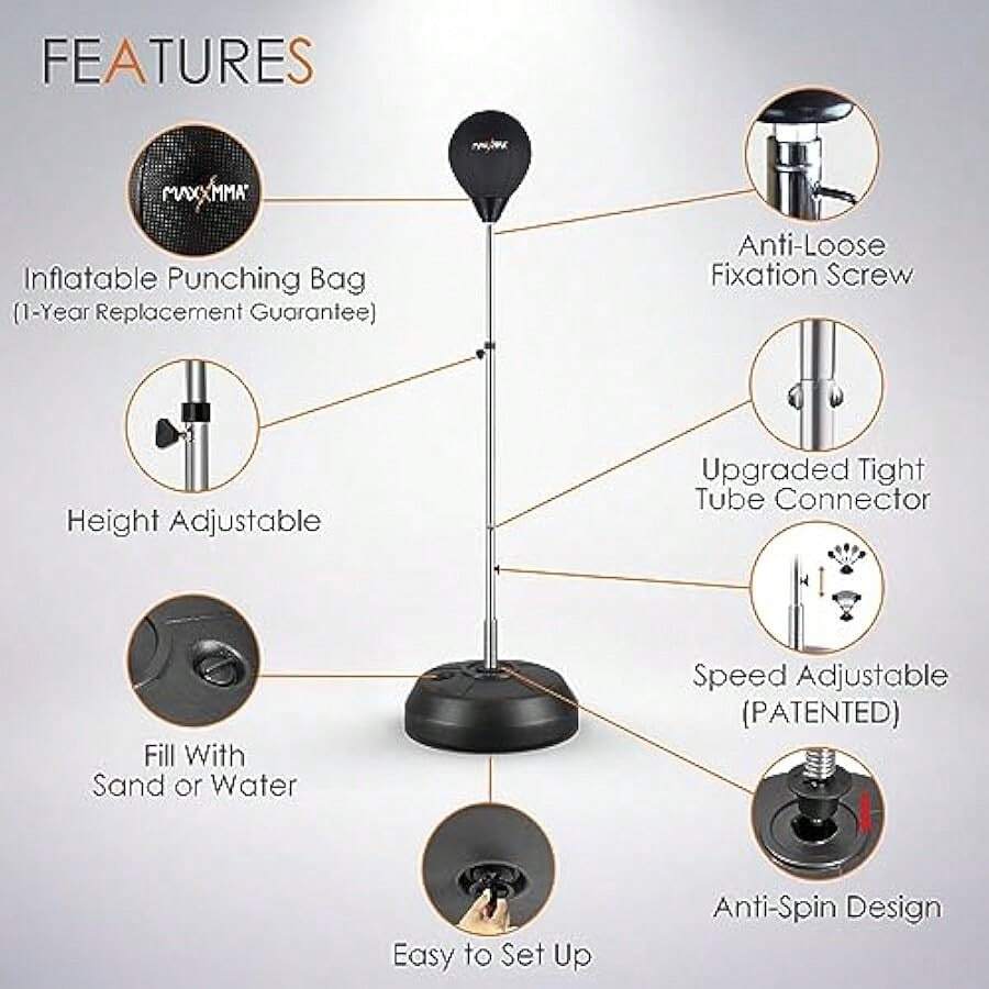 Speed-Adjustable Standing Reflex Bag Kit Standing Punching Bag Boxing ...