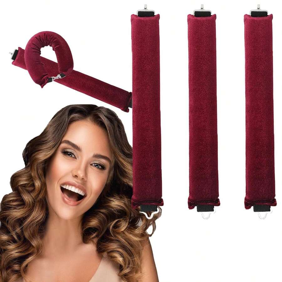 3pcs Hook Rubber Curling Tool, Heat-Free Curling Iron, Big Wave Curling ...