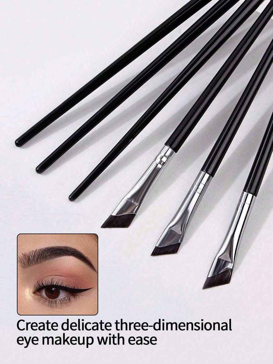 6pcs Sickle Shaped Eyeliner Brushes, Flat Slanted Tip Makeup Brushes ...